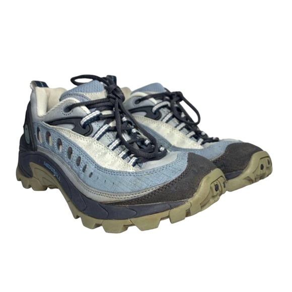 Merrell | Shoes | Merrell Pulse Sky Blue Leather Trail Hiking Shoe ...